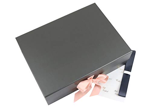 SKETCHGROUP Luxury Gift Box with 2 Satin Ribbon and Magnetic Closure (A4, Black)