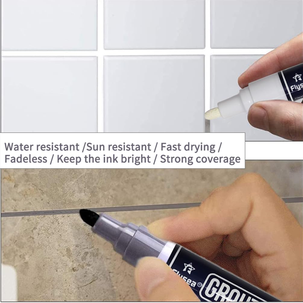 5 Pieces Tile Grout Pen Repair Marker to Restore Tile Grout Wall Floor Bathrooms and Kitchen