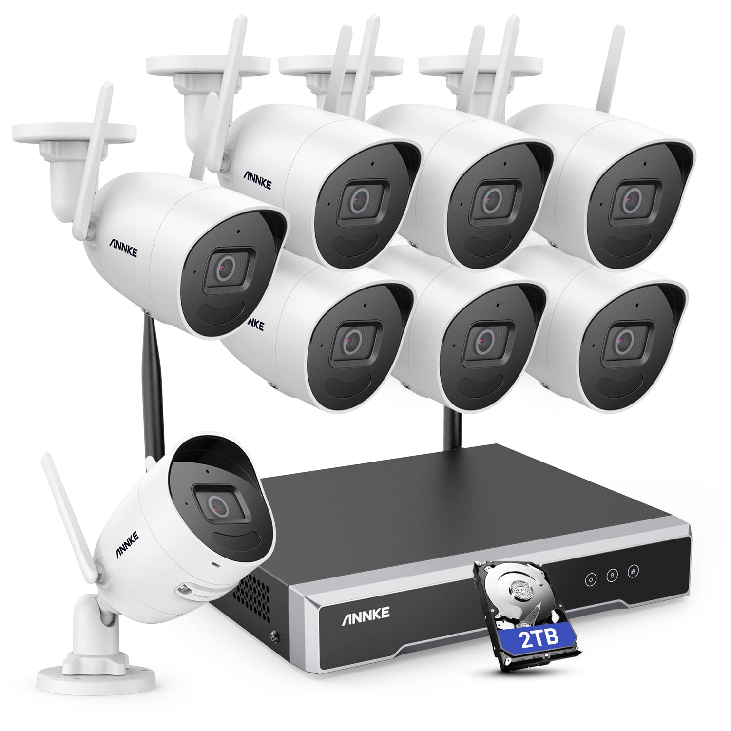 ANNKE Security Camera System Wireless,5MP Super HD 8CH Wireless Home Security Systems with 8 Pcs 1920P Full HD Cameras 2TB HDD Night Vision Motion Detection for Indoor Outdoor Video Surveillance-WS500