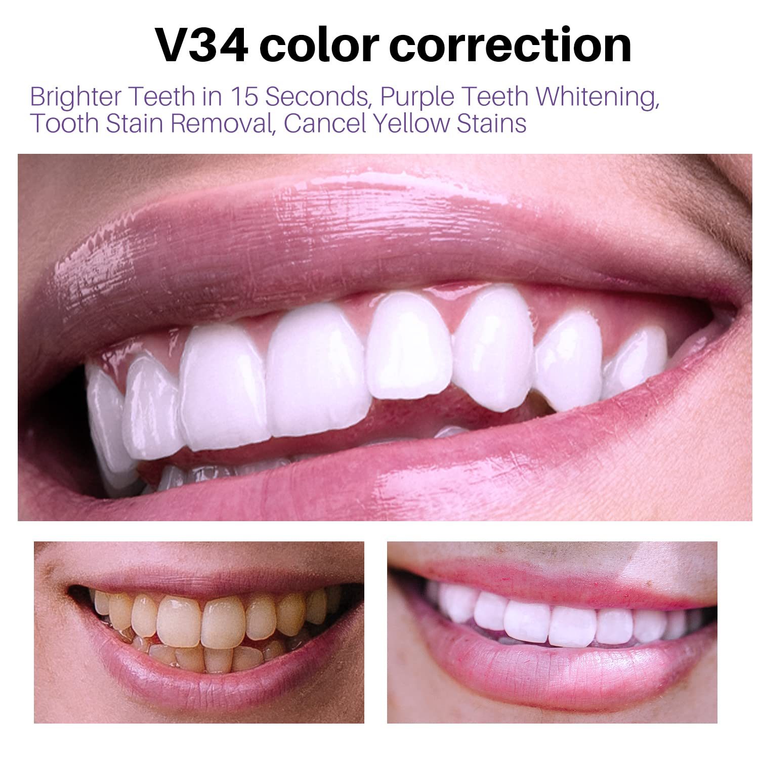 AKARY Teeth Whitening Mousse, Refreshing Breath Deep Cleaning Foam Toothpaste Natural Mouth Wash Water, Purple Teeth Whitening Toothpaste Ultra Fine Mousse Foam