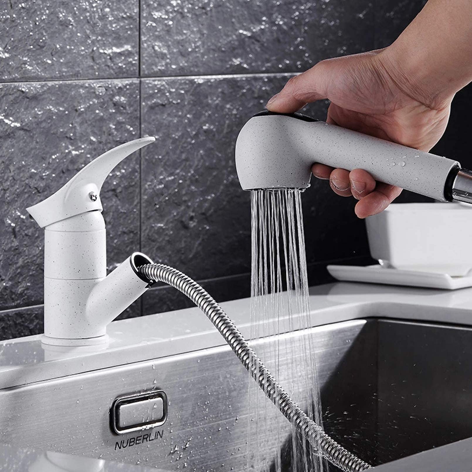 Bathtub Deck Mount Brass Kitchen Faucets Mixers Single Handle White Pull Out Kitchen Water Tap