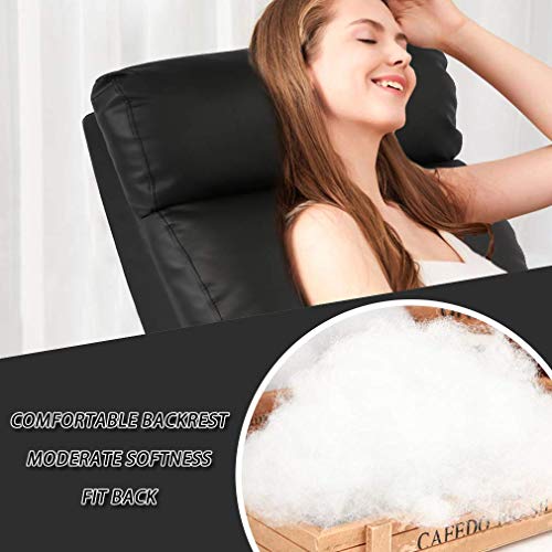 Recliner Chair for Living Room Massage Recliner Sofa Reading Chair Winback Single Sofa Home Theater Seating Modern Reclining Chair Easy Lounge with PU Leather Padded Seat Backrest (Black)