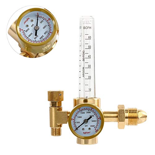 Argon Regulator,Flow Meter Gas Regulator Gauge for Mig Tig Weld,0-25lpm CGA-580 Copper Welding Gas Regulators Accessory