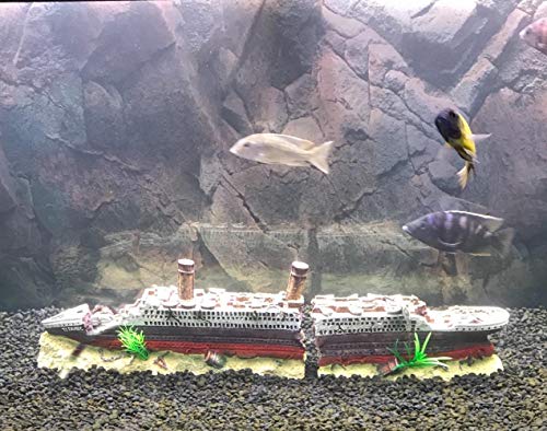 SLOCME Aquarium Titanic Shipwreck Decorations - Resin Material Ship Decorations,Fish Tank Sunken Ship Ornament Aquarium Environment Friendly Decorations