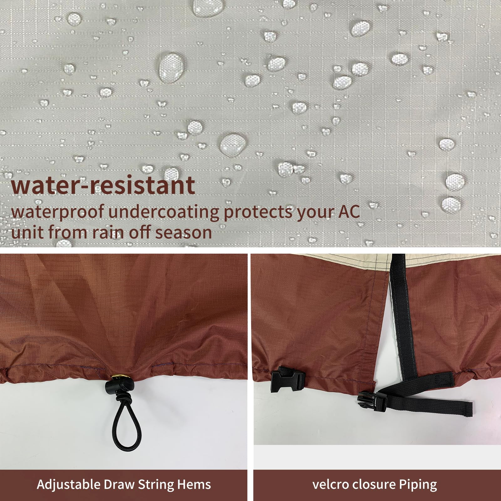 Air Conditioner Cover for Outside Units-Sturdy AC Cover,Water-Resistant, sturdy, with Mesh Vents and Elastic Hem Cord, Fits up to 30 x 30 x 32 inches…