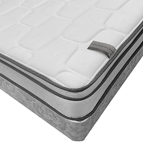 Mattress Comfort, 10-Inch Meduim Plush Eurotop Pillowtop Innerspring Mattress & 8" Wood Box Spring Set with Mattress Protector, Full