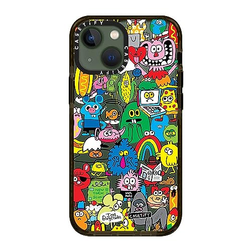 CASETiFY Impact iPhone 13 Mini Case [6.6ft Drop Protection] - Fun Friends by Jon Burgerman - Clear Black