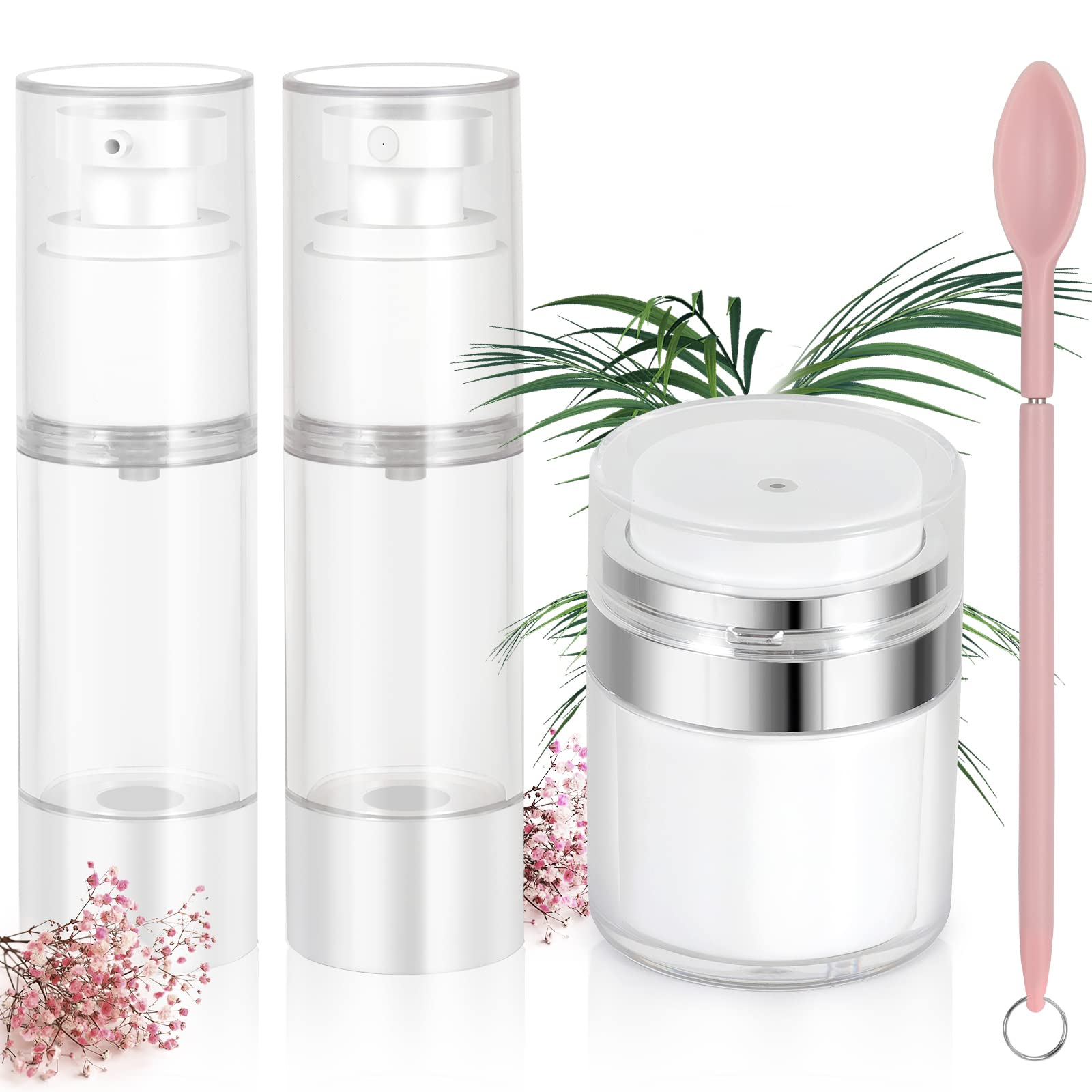 Airless Pump Jar, Vacuum Cream Jar Airless Pump Bottles Vacuum Bottle Portable Lotion Dispenser, Empty Refillable Travel Containers for Toiletries Face Cream Pot for Makeup Essence Moisturize