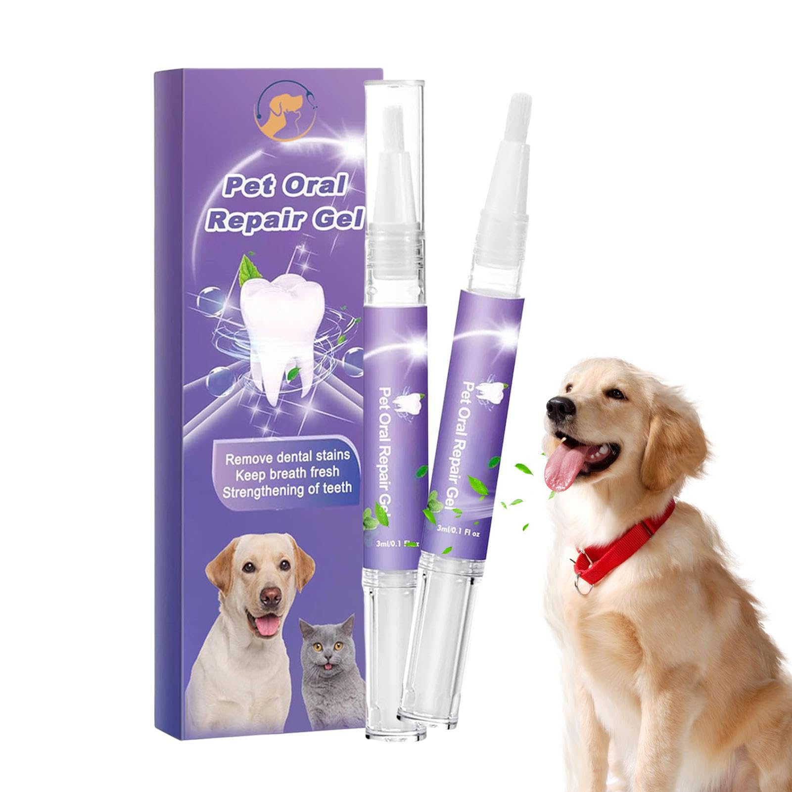 Pet Oral Repair Gel - Pet Oral Restoration White Gel, Targets Tartars, Without Brushing, Pet Oral Restorative Gel, Pet Oral Care Gel, Pet Breath Freshener for Dogs & Cats, 3ml