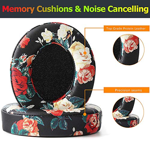 Beats Studio 3 Ear Pads, BUTIAO Replacement Protein Leather Earpads Memory Foam Ear Cushion Cups Repair Parts for Beats Studio 3 Studio 2 Wireless Wired Headphones by Dr.Dre - Black Floral