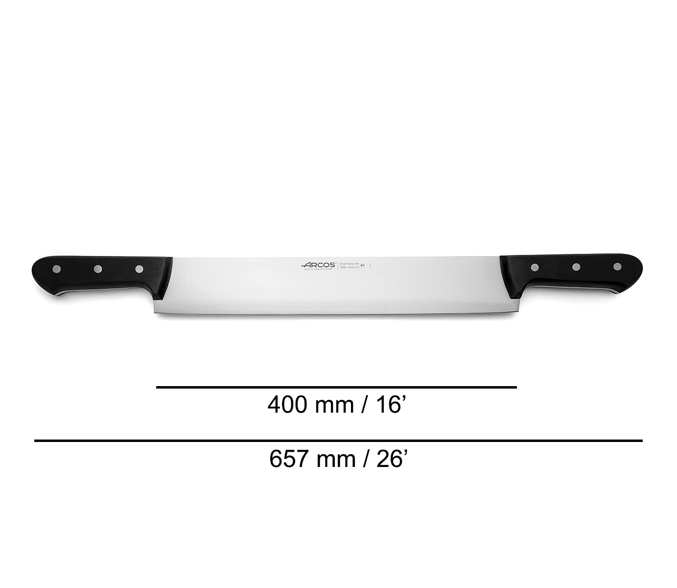 ARCOS Cheese Knife 16 Inch Nitrum Stainless Steel and 400 mm blade. 1150 gr. Ergonomic Polyoxymethylene POM Handle. Series Universal. Color Black