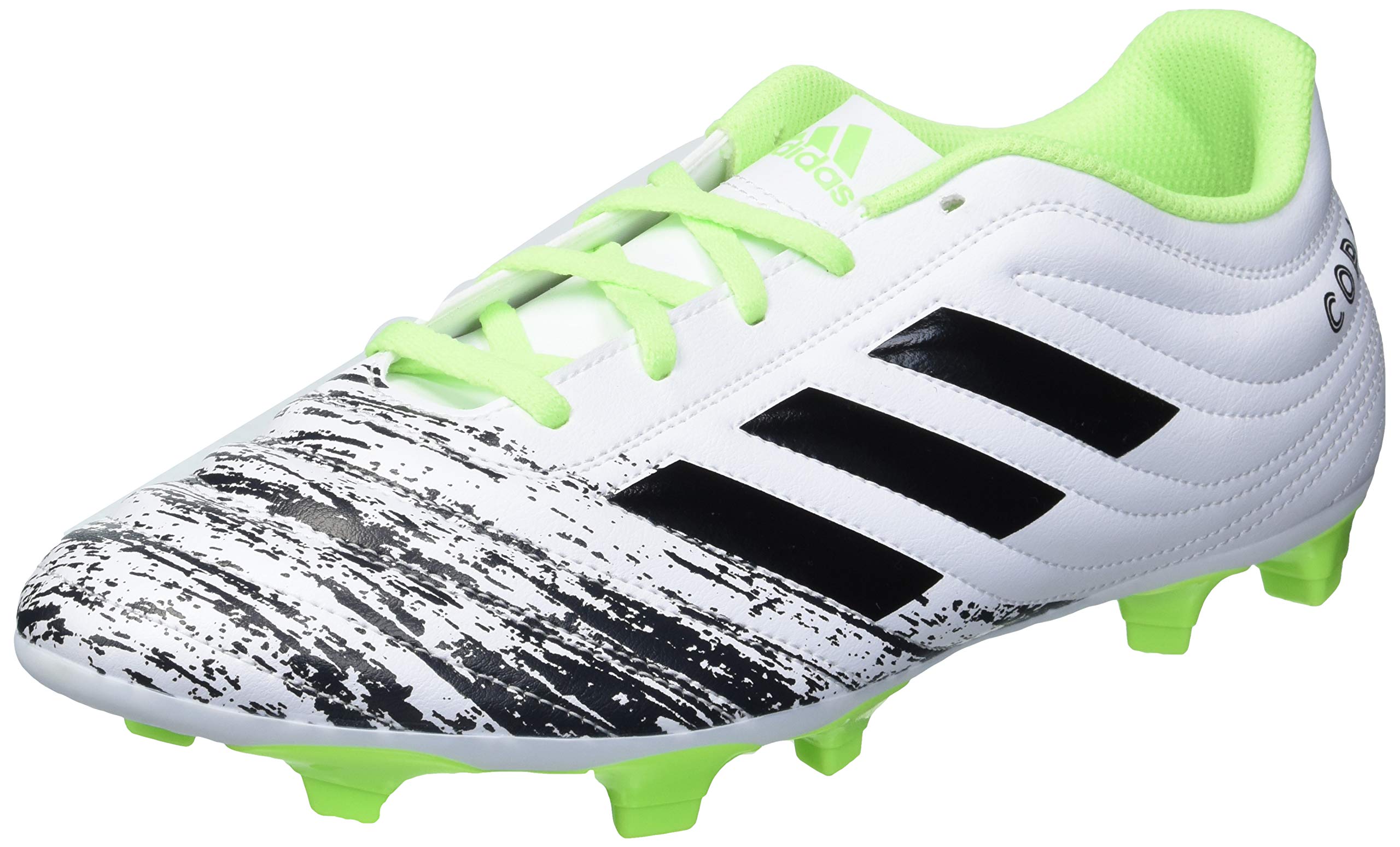 adidas Men's Copa 20.4 Firm Ground Soccer Shoe, White/Black/Signal Green, 4