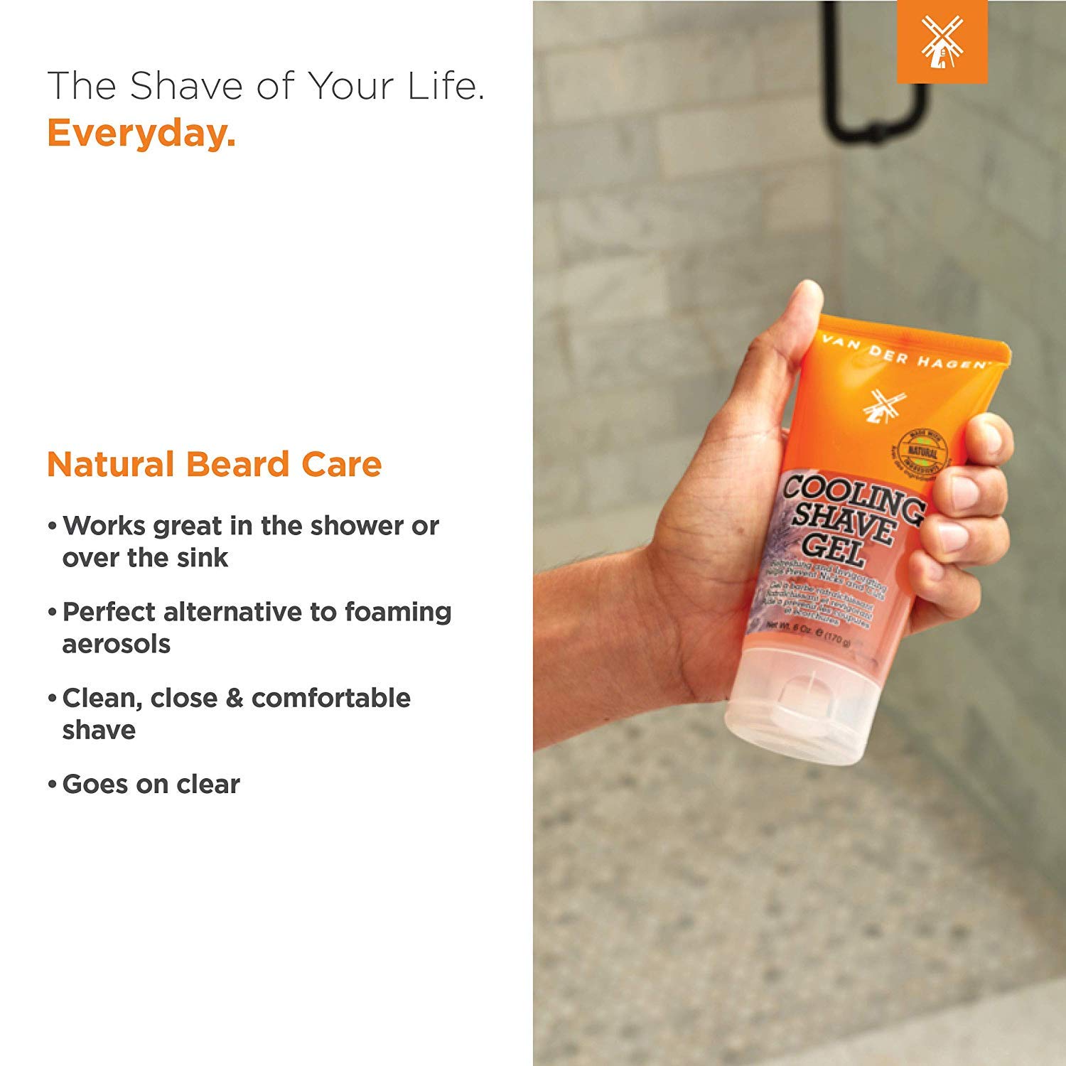 Van Der Hagen Cooling Shave Gel - Invigorating, Non-Foaming Shave Gel, Cools and Refreshes Skin, Helps Reduce Nicks, Razor Burn and Irritation, 6 oz