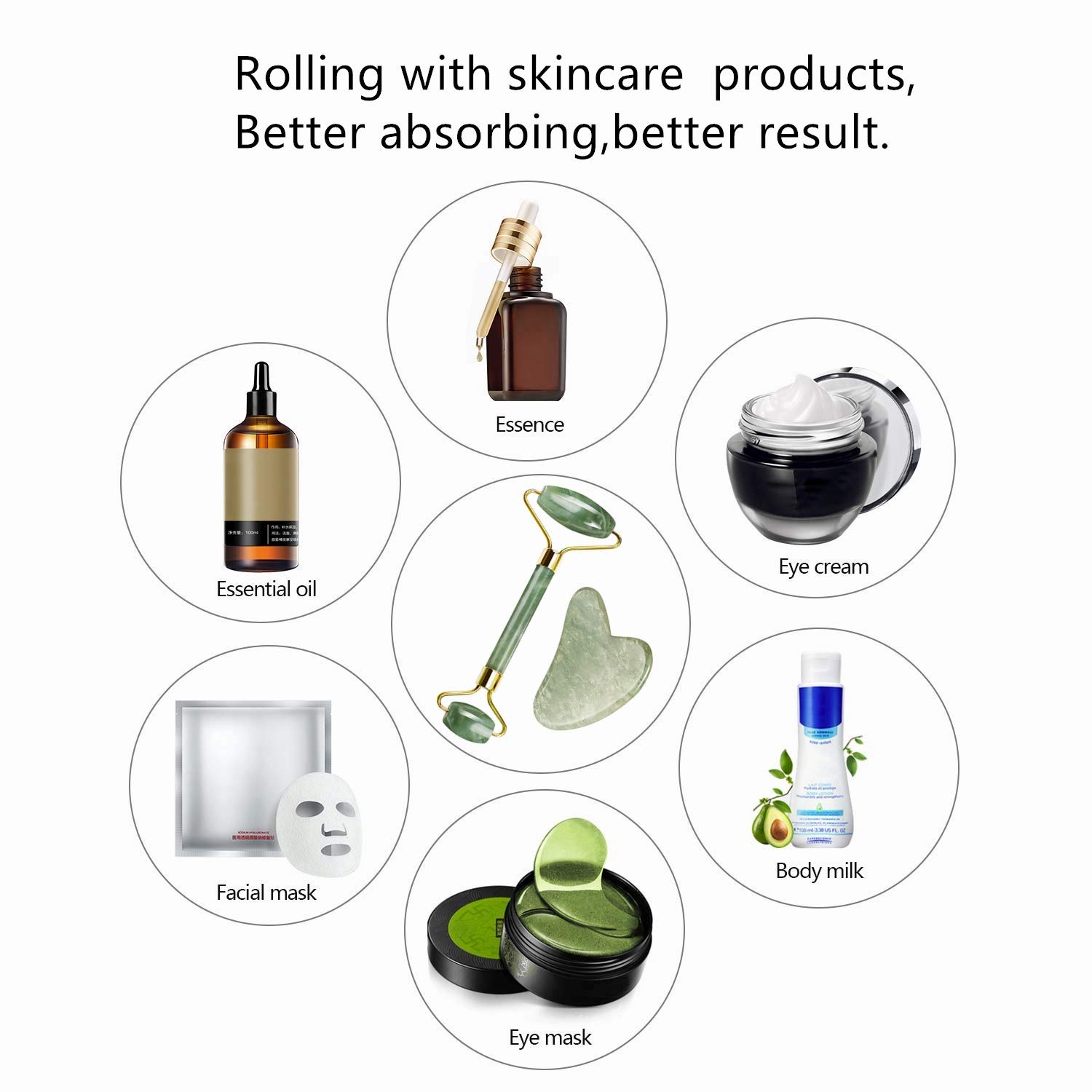 Ysrisny Gua Sha Facial Tools Jade Roller for Face - Facial Massage Tool for Anti Aging Wrinkles and Skin Rejuvenate -100% Natural Jade Stone for Face Eyes (Jade Roller+GUA SHA)