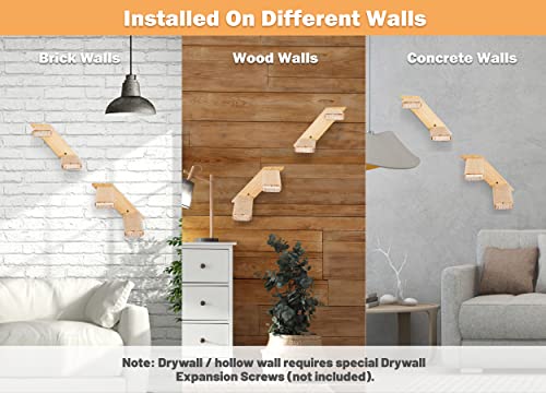 Cat Climbing Stair Shelf Wall Mounted Reversible Left & Right Direction, Cat Stairway Shelf for Climbing with Sisal Rope Ladder Cat Wall Furniture