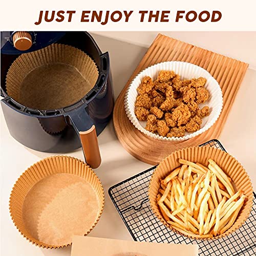 Air Fryer Disposable Paper Liner, 100PCS Non-stick Disposable Liners, Baking Paper for Air Fryer Oil-proof, Water-proof, Food Grade Parchment for Baking Roasting Microwave (100Pcs-6.3 inch)