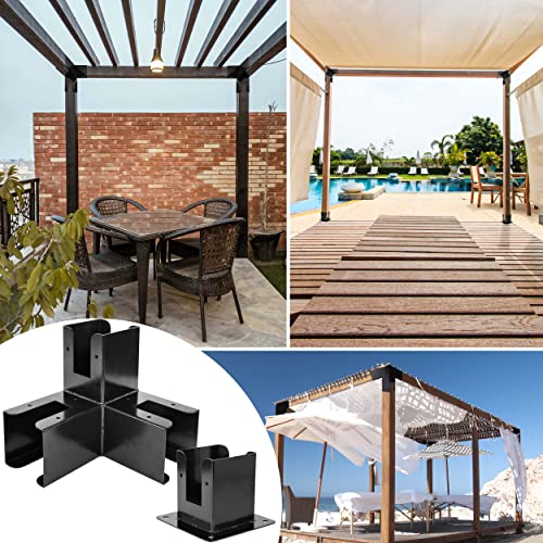 Stainless Steel Woodwork Pergola Kit - 3-Way Right Angle Corner Bracket 4x4 Metal Pergola Brackets DIY KIT - Gazebo Wood Kit Post Base Bracket Anchors Supplied by IWONGO