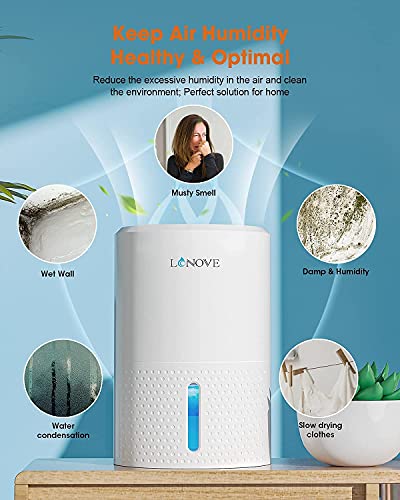 Dehumidifiers for Home - 34ounce Dehumidifier for Bedroom 2600 Cubic Feet (280 squarefoot) Quiet, Small Portable Dehumidifier for Closet Bathroom RV