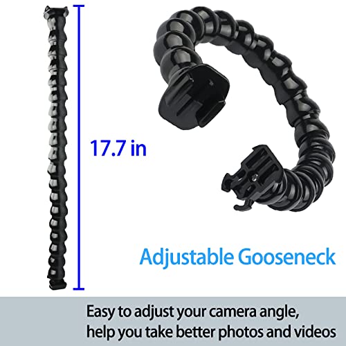 Jaws Flex Clamp Mount with Adjustable Gooseneck 19-Section Compatible with Insta360 One X3, X2, X, R, Go 2, GoPro Hero 10, Max, Fusion, DJI Osmo Action 2 Cameras Accessories