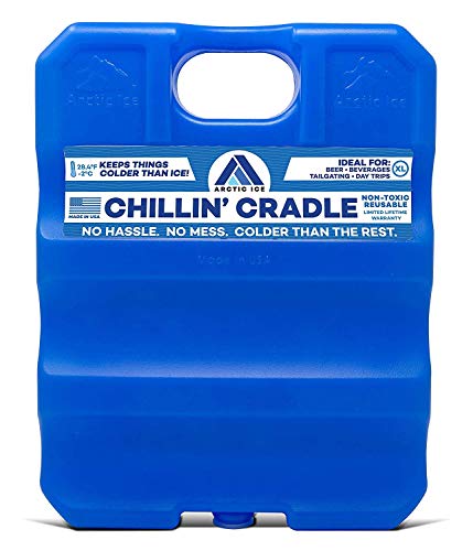 Arctic Ice Chillin' Cradle Series Ice Pack - Long Lasting High Performance X-Large (5 LBS) Ice Pack Curved Design for Sodas, Sports Drinks, Beer or Wine, Middle Divider, Freezes at 28 Degrees (2-Pack)