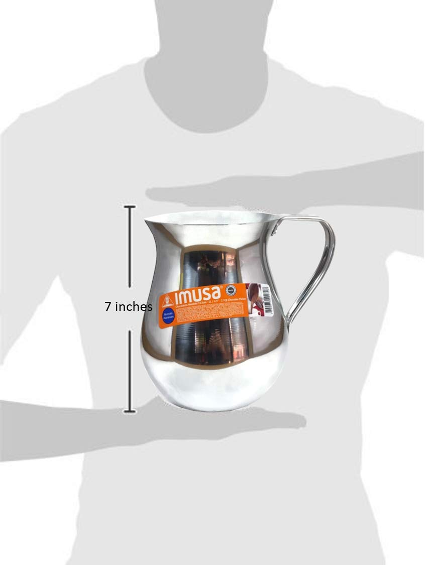 Imusa Aluminum Chocolatera (Hot Chocolate Pitcher). Bundled with a Wooden Chocolate Mixer - Molinillo 14" (2.1 Quart)