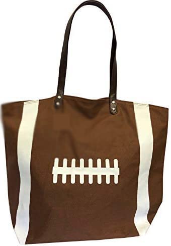 Cocomo Soul Brown Football Tote Bag | Football Bag for Women | Large Football Tote Bag 20 x 17 Inches | Football Mom Bag | Football Bag