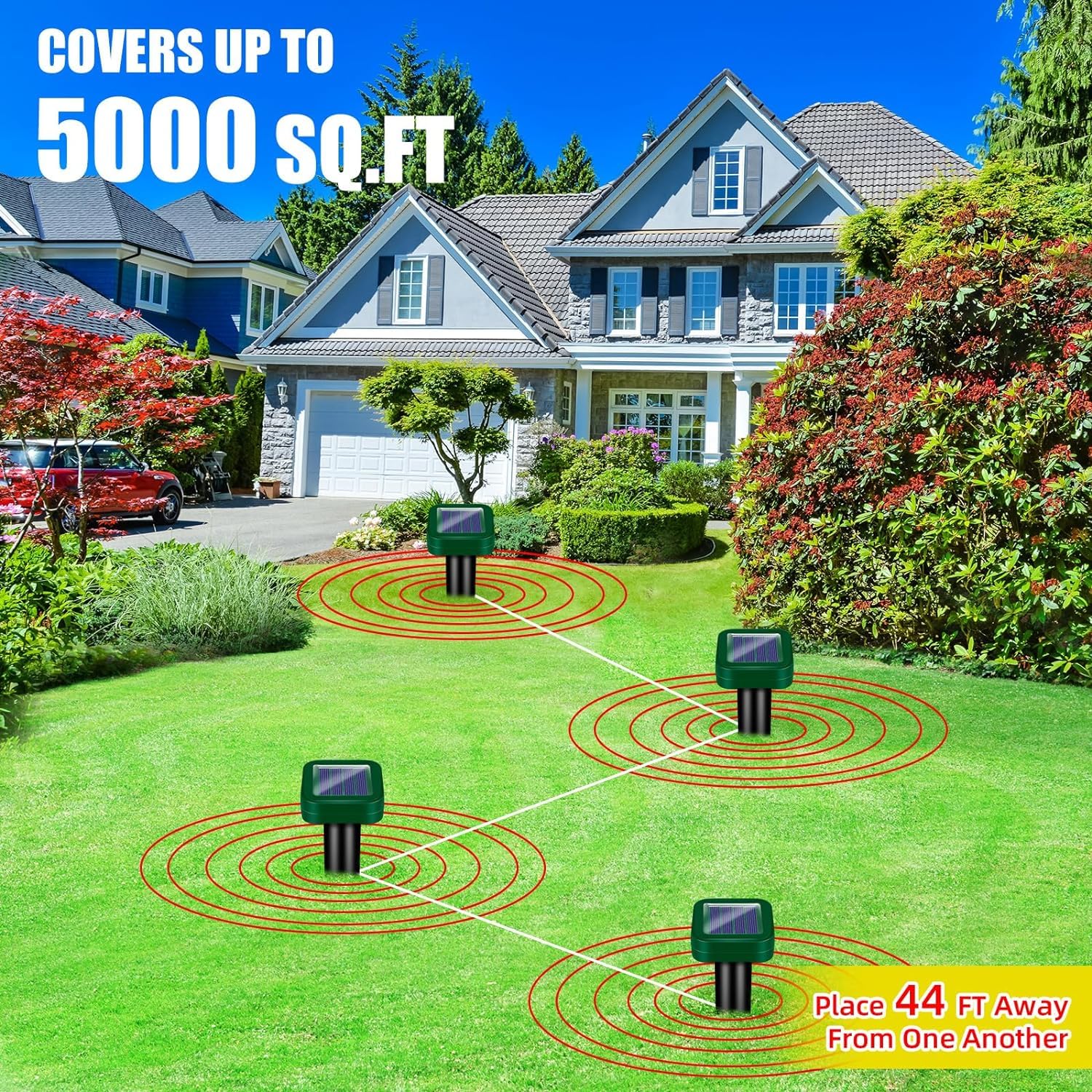 8 Pack Solar Mole Repellent Spikes 2024 Ultrasonic Animal Repellent Outdoor Solar Powered Sonic Burrowing Mole Deterrent Stake to Repel Mole Groundhog Vole Snake Gopher Armadillo for Yard Lawn