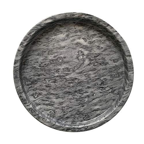 StonePlus Natural Real Marble Vanity Bathroom Tray/Neat Organizer for Cups, Shampoo Perfume Jewelry (Black Gray, 9.84Dx1.18H)
