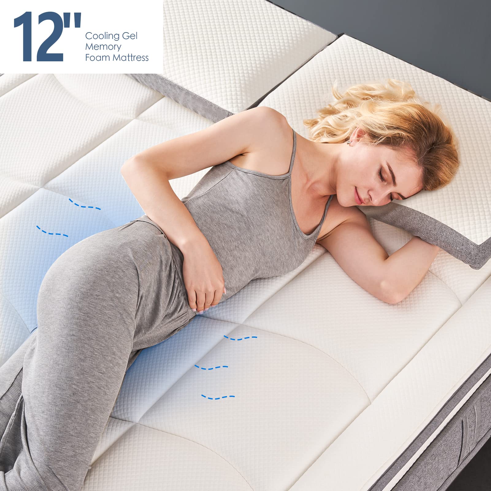 Twin Mattress, DIGLANT 12 Inch Euro Top Hybrid Mattress, Gel Memory Foam with Pocket Spring Mattress in a Box and Balance Support, Medium Feel Mattress, CertiPUR-US Certified