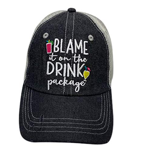 COCOVICI Womens Blame It On The Drink Package Hat | Cruise Hat | Cruise Hat for Women | Cruise Vacation Party Hat Dark Grey