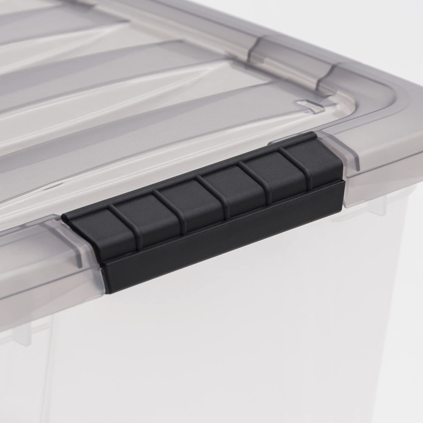 IRIS USA 19 Quart Stack & Pull Clear Plastic Storage Box, Gray, 5 Pack