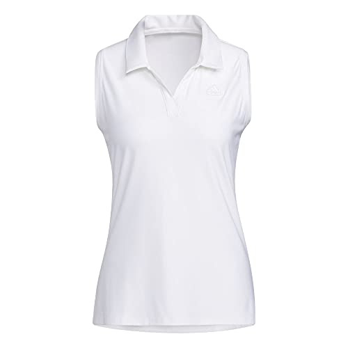 Adidas Golf Women's Go-to Sleeveless Primegreen Polo Shirt, White, Small