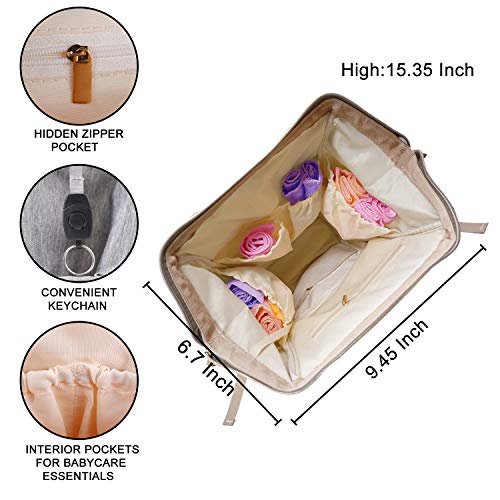 Yokstore Baby Diaper Bag Large Capacity Baby Backpack Bag Multi-Function Waterproof Travel Maternity Nappy Bag for Mom and Dad with Stroller Straps , Black ,Medium