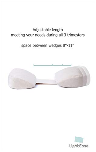 LightEase Memory Foam Pregnancy Side Sleeping Pillow Double Wedge for Body, Belly, Back Support