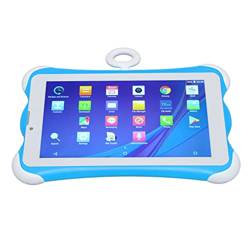 Airshi 7 Inch Toddler Tablet, Kids Tablet 128GB Expandable Storage Animation WiFi Call 3GB RAM 32GB ROM Blue for Education (US Plug)