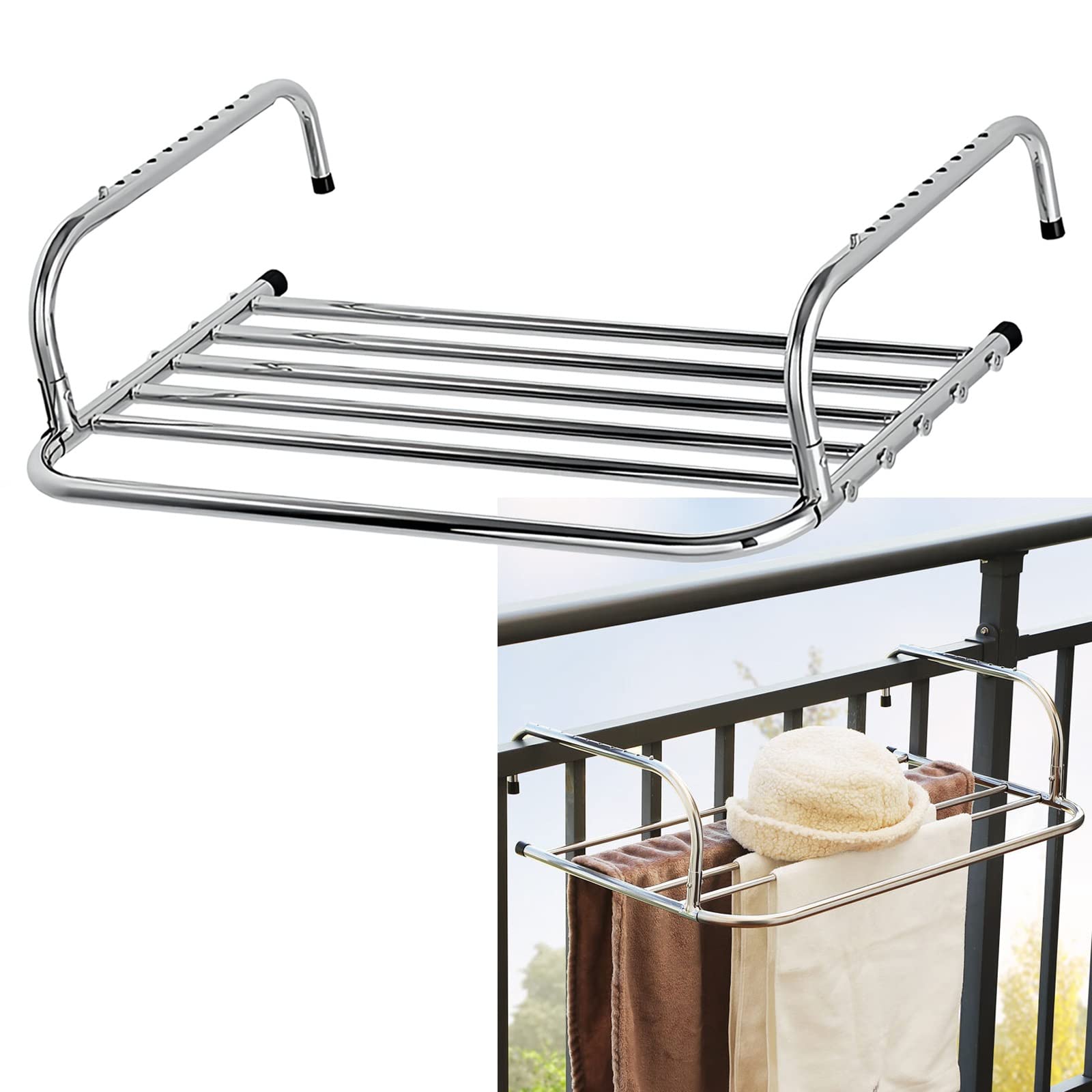 whalebee Laundry Drying Rack Multifunctional Adjustable Clothes Drying Racks Stainless Steel Laundry Rack Space Saving for Indoor and Outdoor - Balcony Windowsill Railings ( Size : 50cm )