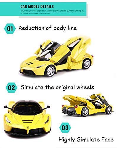 Alloy Collectible Ferrari Race LaFerrari Pull Back Vehicles Diecast Cars Model with Lights and Sounds