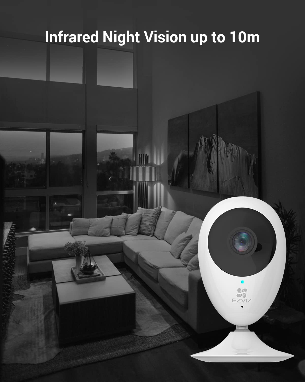 EZVIZ Indoor Security Camera 1080P, Motion Alert, Night Vision, Baby/Pet/Elder Monitoring, 135° Wide Angle, 2-Way Audio, Works with Alexa Google (CTQ2C-WH)