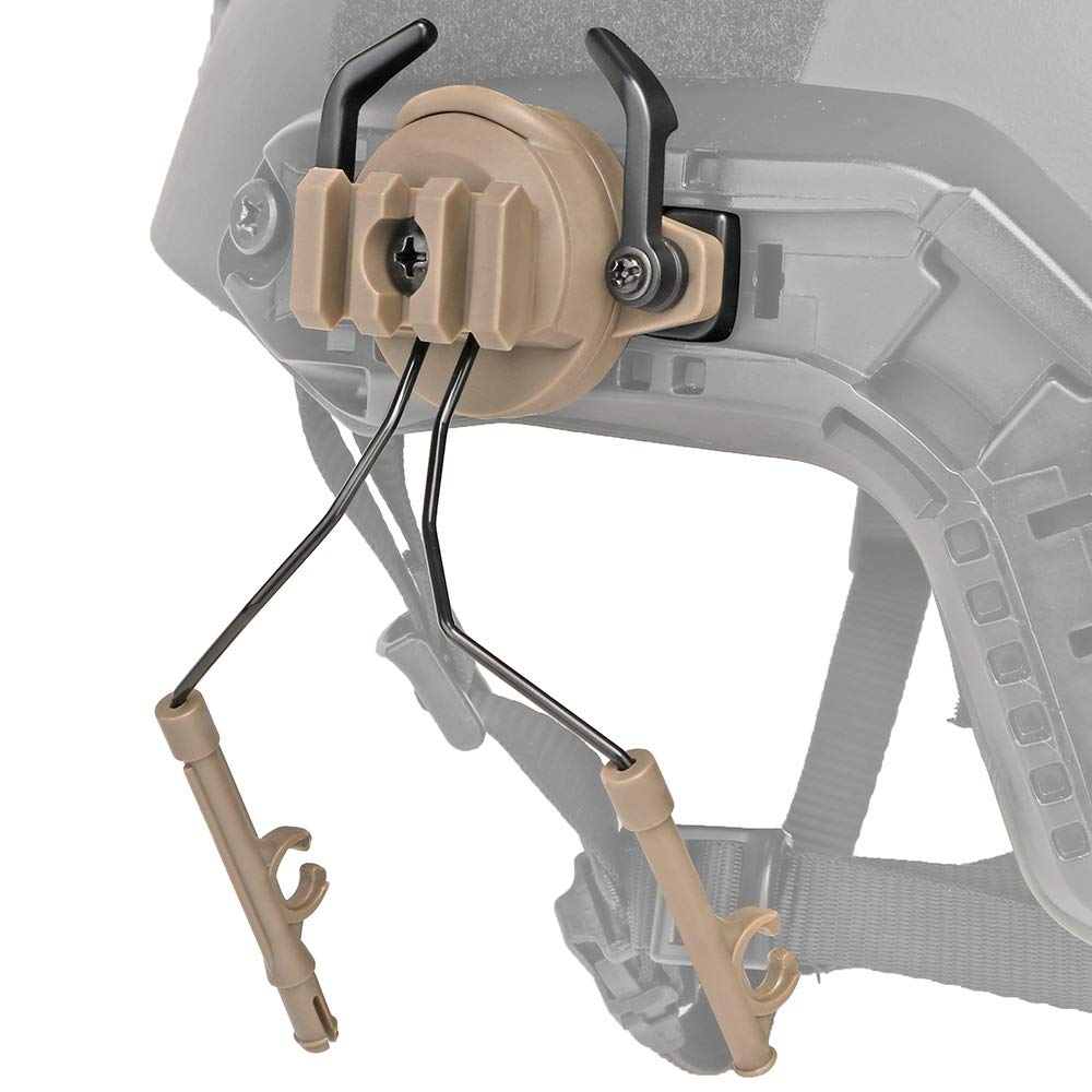 ACTIONUNION Airsoft Tactical Fast Helmet Rotatable Arc Rail Headset Adapter Kit (Tan)