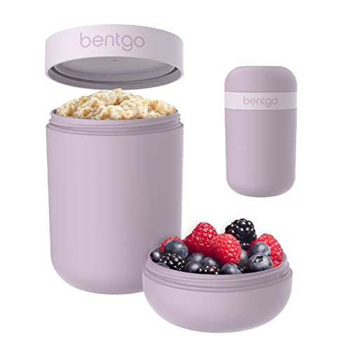 BentgoĀ® Snack Cup - Reusable Snack Container with Leak-Proof Design, Toppings Compartment, and Dual-Sealing Lid, Portable & Lightweight for Work, Travel, Gym - Dishwasher Safe (Orchid)