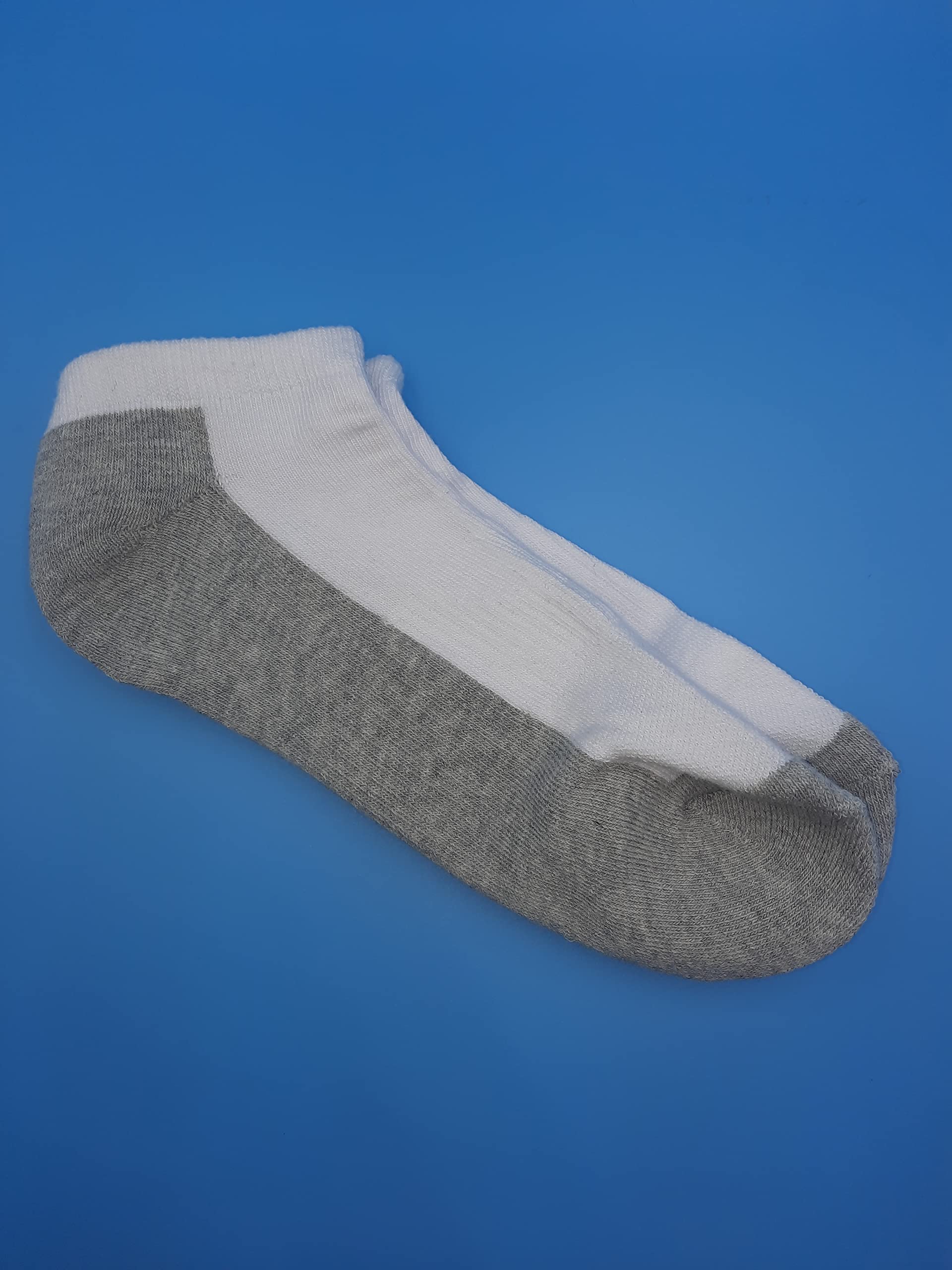 ACTIONX Ankle Socks for Men - White and Grey - Men's Low Cut Socks - One pair per package. Comfort in a Bag! Mens Size 6-12.