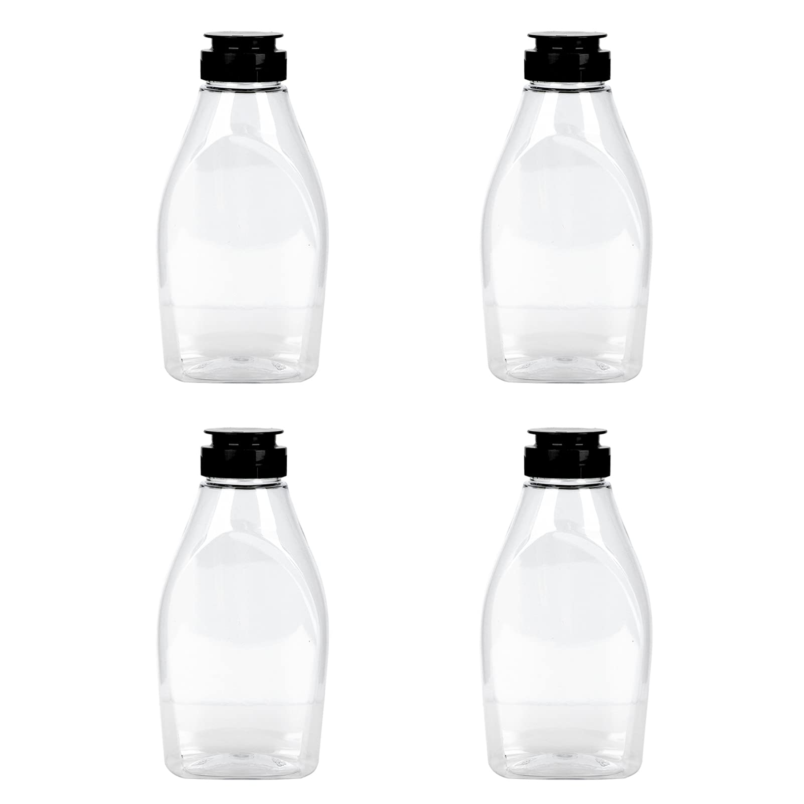 Angoily Honey Dispenser, 4 PCS Plastic Honey Jars, 16 Oz Empty Squeeze Honey Container, Clear Honey Squeeze Bottle with Leak Proof Flip-Top Caps, Honey Bear Bottle Ketchup Sauce Bottle