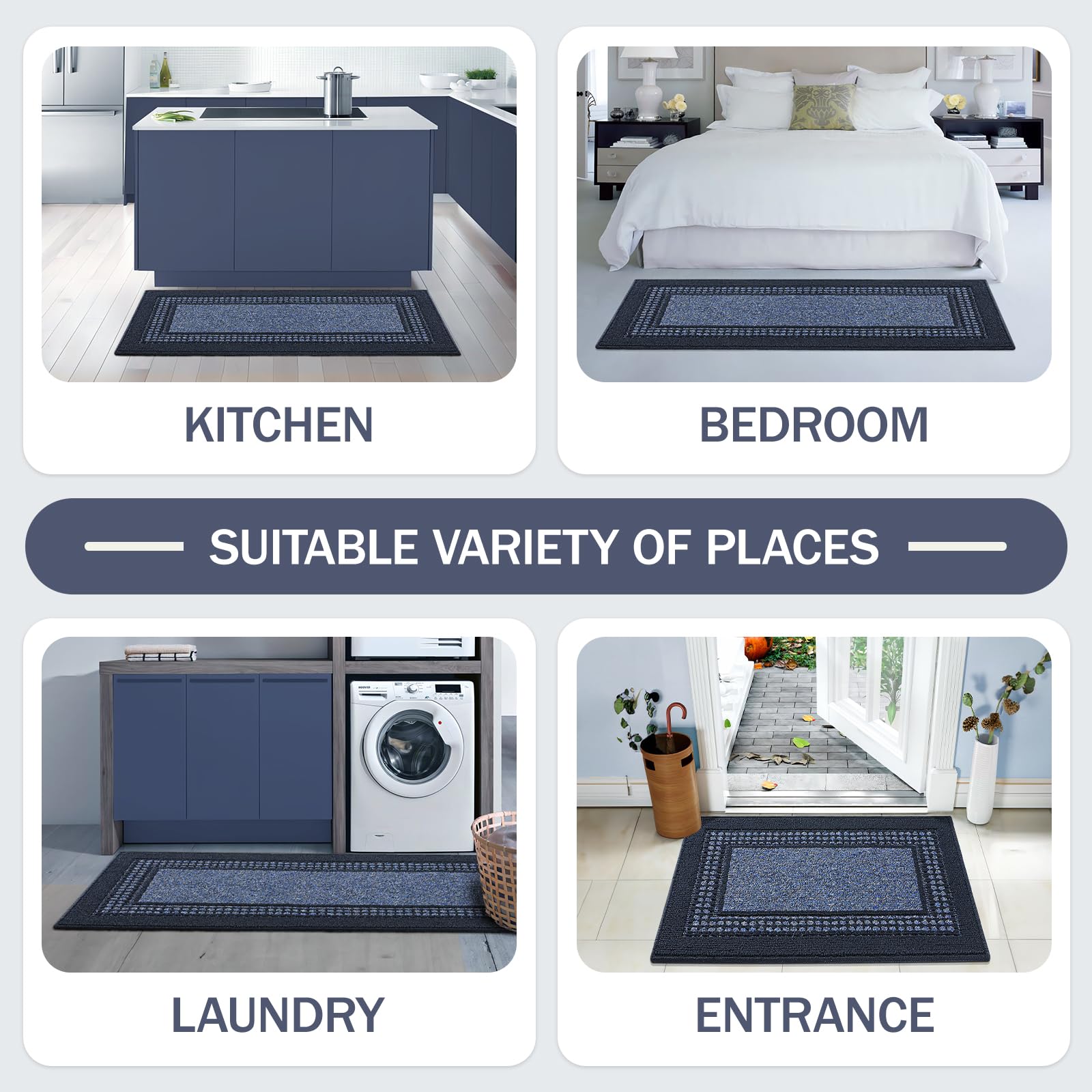 JEEDOVIA Kitchen Rugs Non Slip, Kitchen Mat Absorbent Dirt-Resistant Kitchen Floor Mats, Durable Kitchen Runner Rug for Sink, Laundry, Office, Door, Machine Washable, 19.5"x31", Grey