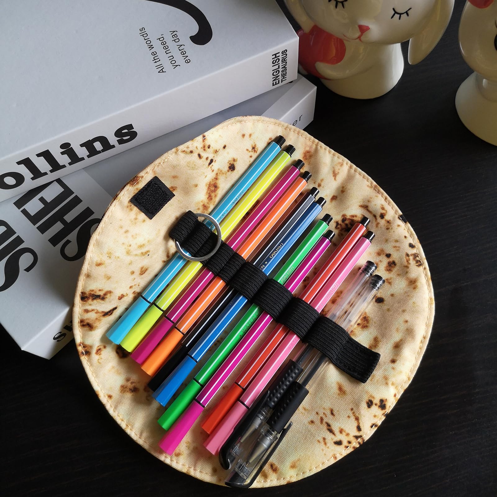 WONIU Creative Burrito Tortilla Pen Pencil Case, Funny Stationery Pen Pencil Pouch Holder Makeup Roll Up Case Bag for Makeup brush, art brush, paintbrush, pencil, pen