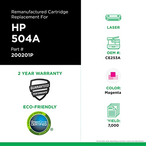 Clover Remanufactured Toner Cartridge Replacement for HP CE253A (HP 504A) | Magenta