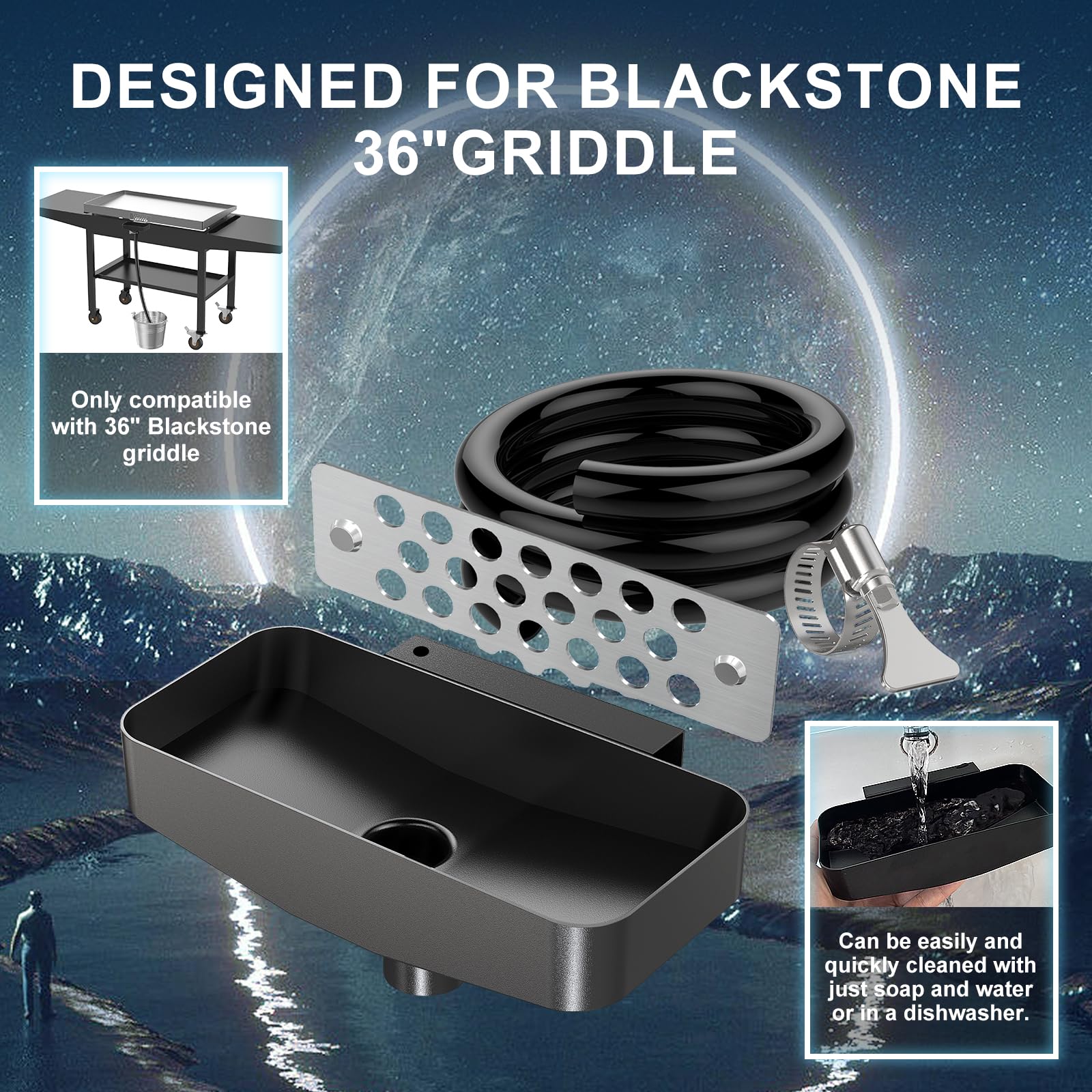 Upgrade Rear Blackstone Grease Catcher,Blackstone Grease Trap with Separate Magnetic Grease Gate for Blackstone,Innovative Blackstone Griddle Accessories,Compatible with Blackstone 36"