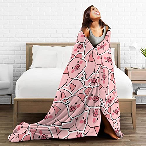 Cartoon Pink Pig Blanket Plush Lightweight Soft Flannel Fleece Throw Blankets Bedding for Bed Sofa Couch Living Room 50"x40"