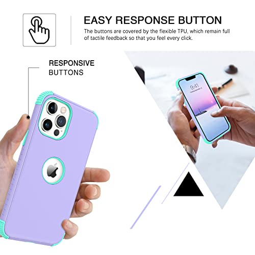 BENTOBEN iPhone 13 Pro Max Case, Phone Case iPhone 13 ProMax 6.7, Heavy Duty 2 in 1 Full Body Rugged Shockproof Protection Hybrid Hard PC Bumper Drop Protective Girls Women Boys Men Cover, Purple/Mint