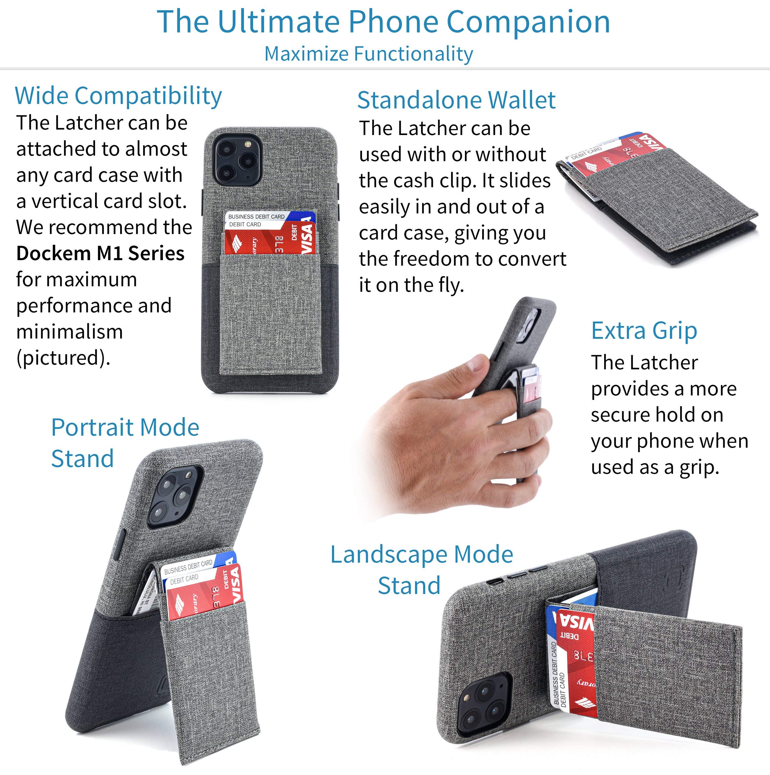 Dockem The Latcher Minimalist Wallet & Card Case Companion (Synthetic Canvas Leather)