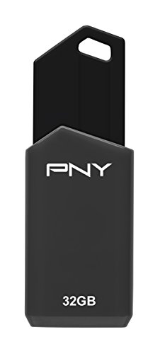 PNY Retract USB 2.0 Flash Drive, 32GB, Gray, Blue, or Red - Color May Vary (P-FD32GRTCG-GE) grey